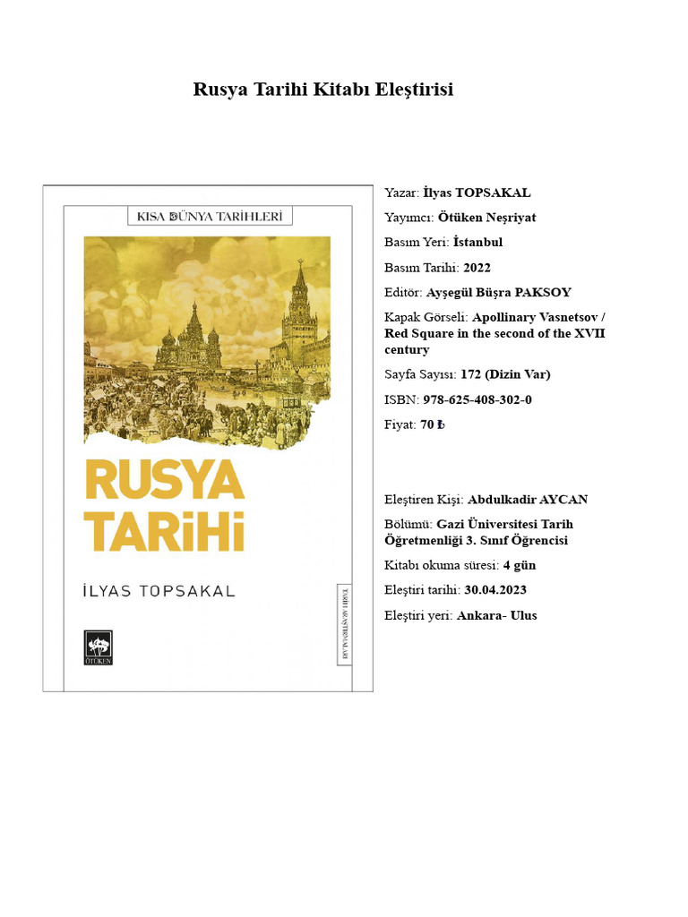 Rusya_Tarihi_Kitap_Kritigi | PDF