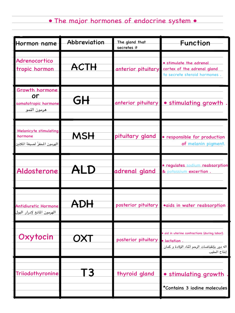 -Hormones Summary - aAl | PDF | Pituitary Gland | Adrenal Gland