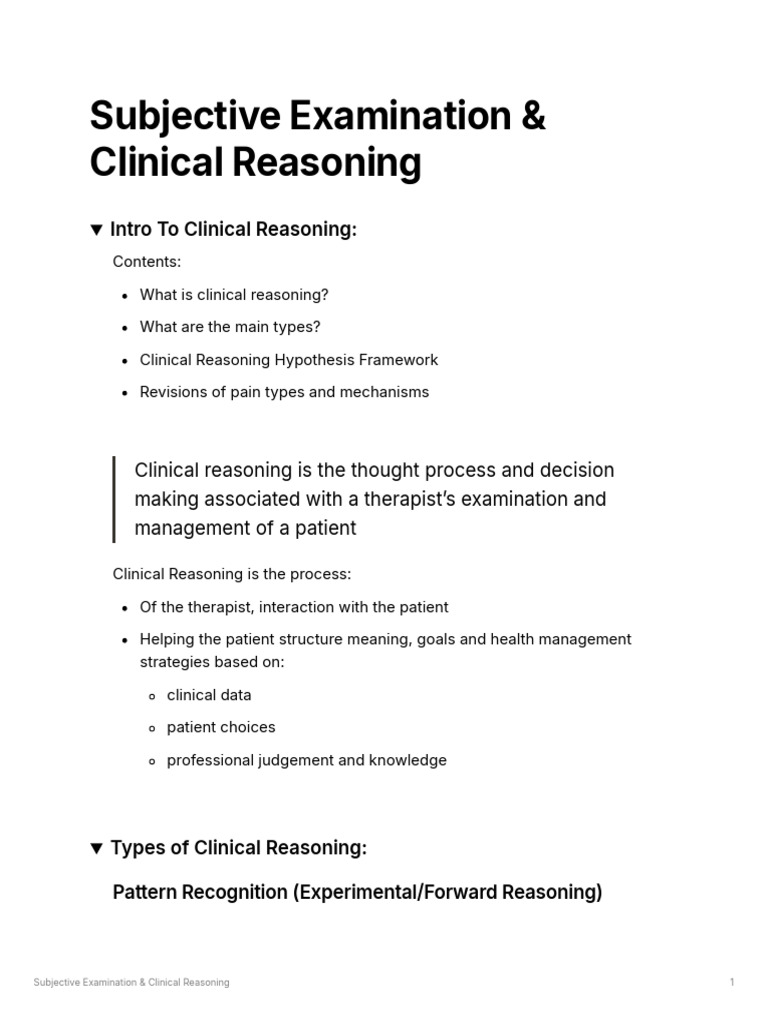 Clinical Reasoning & Pain Mechanisms | PDF | Pain | Physical Therapy