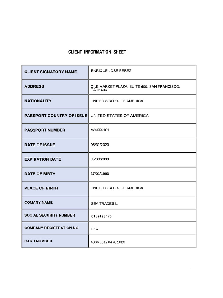 Cis Form MR Perez 2909 | PDF