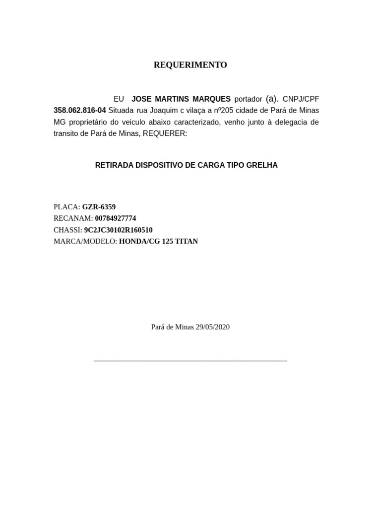 REQUERIMENTO PADRAO | PDF