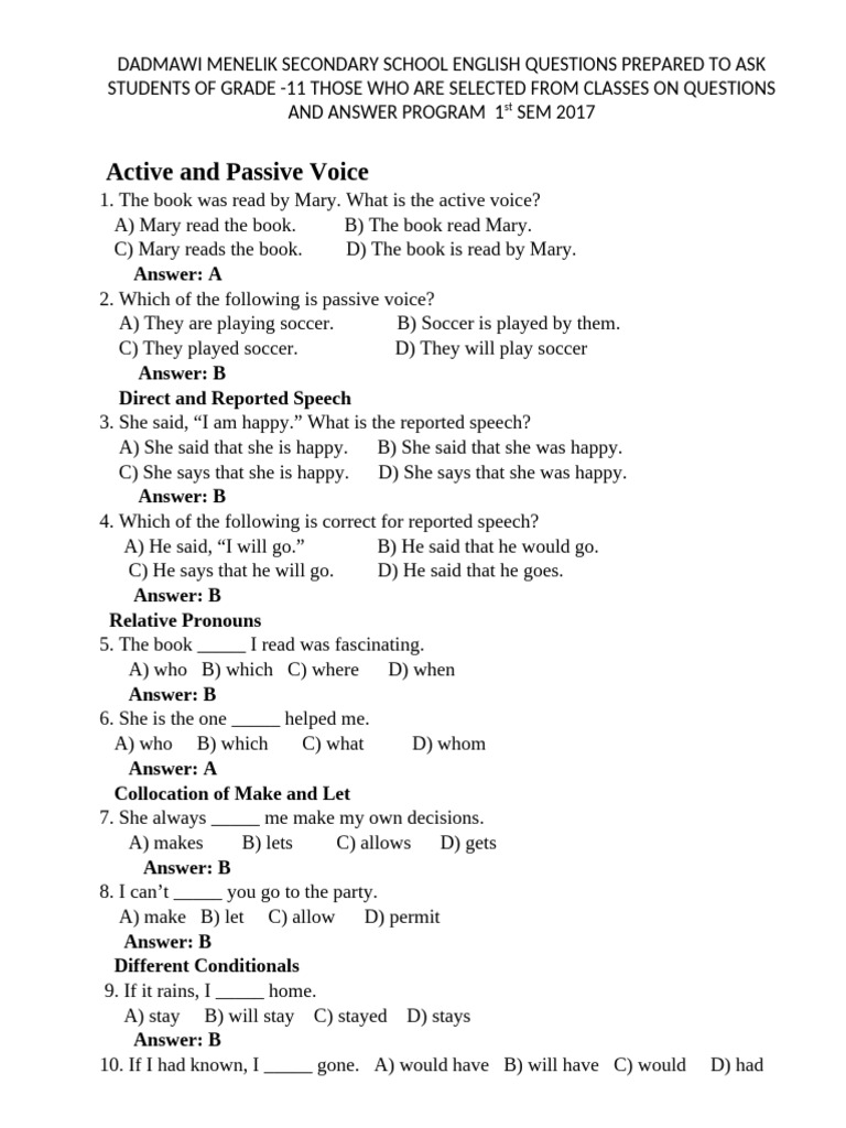 Questions and Answers Questions | PDF | Linguistics | Grammar