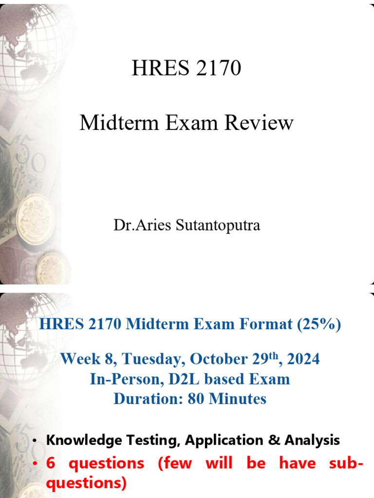 HRES 2170 Midterm Exam Overview | PDF | Occupational Safety And Health ...