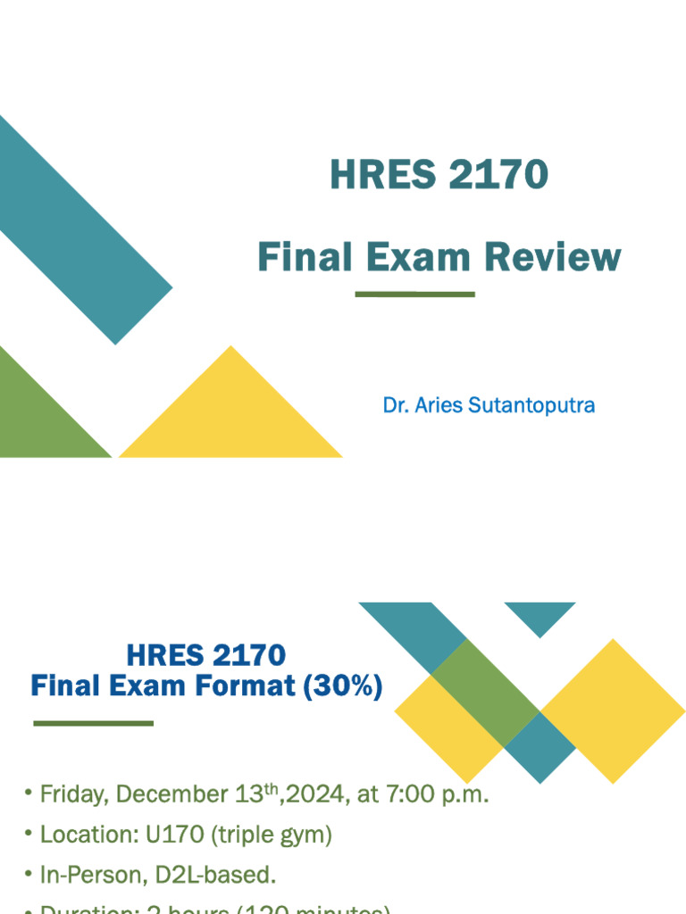 HRES 2170 Final Exam Overview | PDF | Employment | Multiple Choice