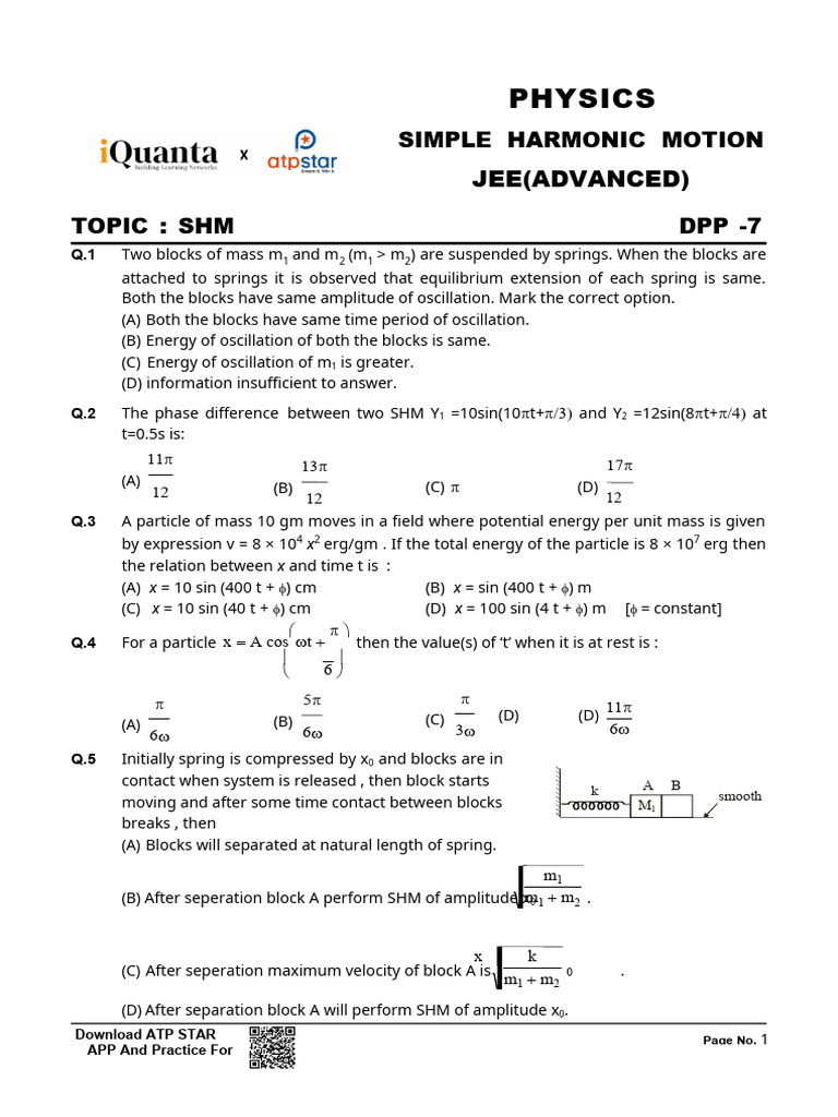 Physics-+SHM | PDF | Oscillation | Physical Sciences