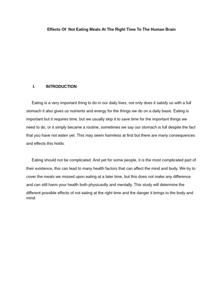 Effects of Not Eating at The Right Time To The Human Brain | PDF ...