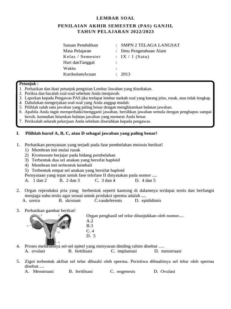 SOAL PAS IPA KLS 9 GANJIL 2024 literasi | PDF