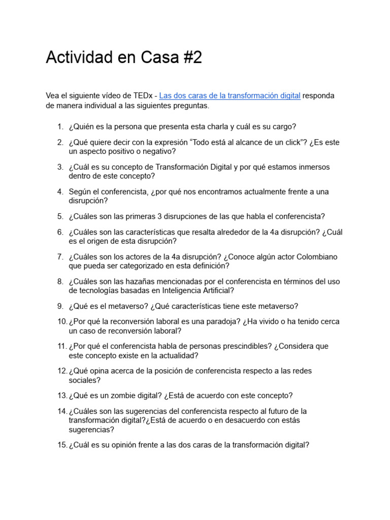 Actividad en Casa #2 | PDF