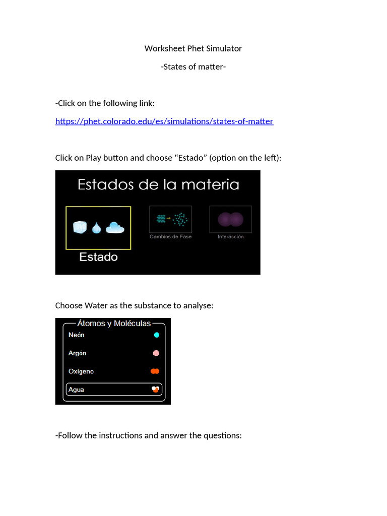 Student Guide: States of Matter Simulation | PDF