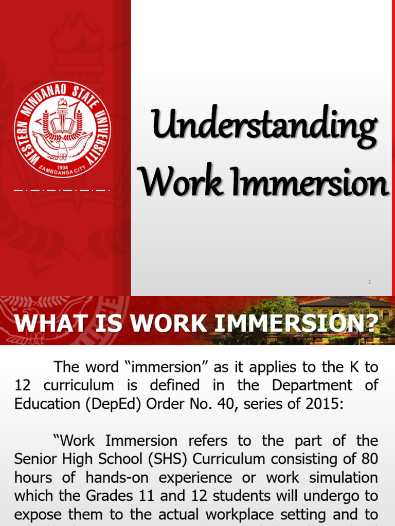 WI Understanding Work Immersion | PDF | Social Psychology | Psychology