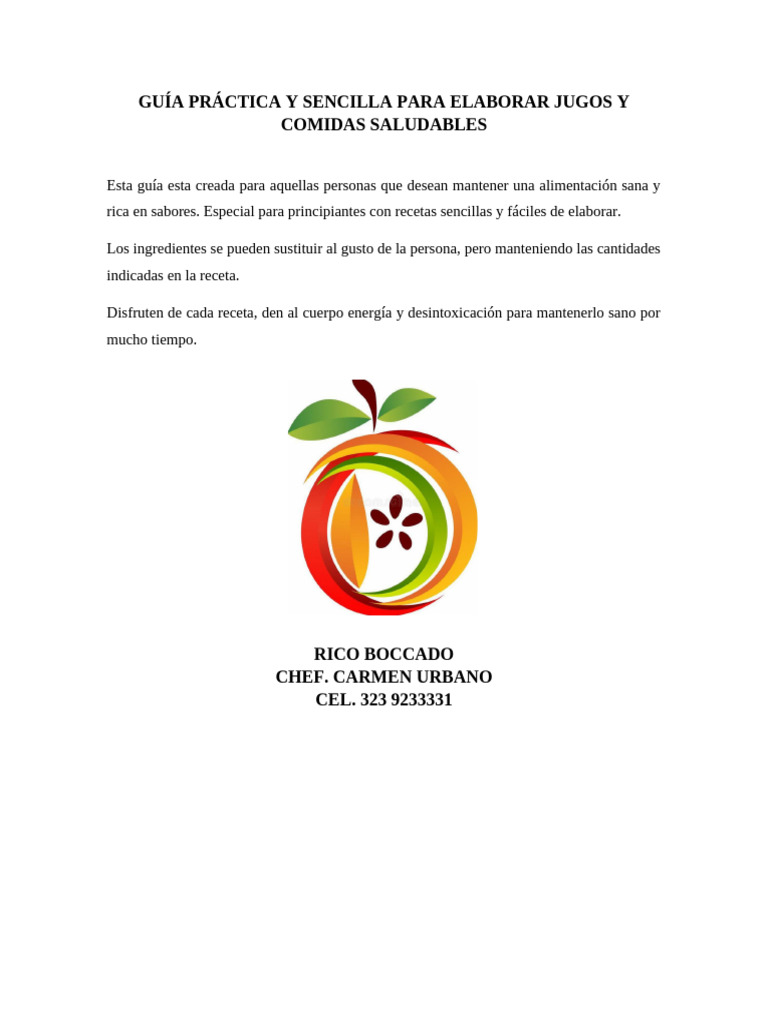 Guía Práctica y Sencilla para Elaborar Jugos y Comidas Saludables | PDF ...