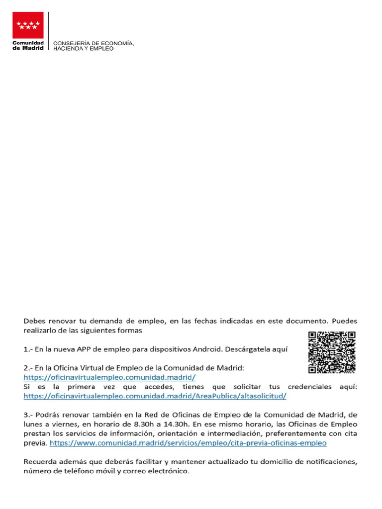 Justificante de Demanda de Empleo DARDE | PDF