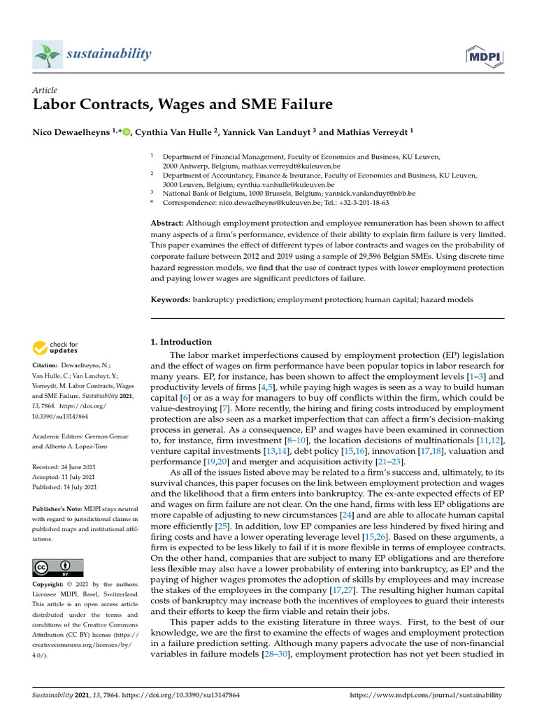 Labor Contracts, Wages and Sme Failure | PDF | Employment | Labour ...