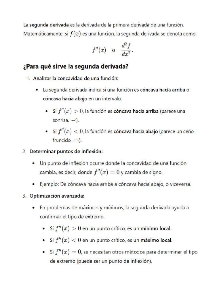 Segunda Derivada Ejemplos | PDF