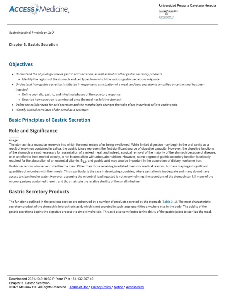 Chapter 3. Gastric Secretion | PDF | Stomach | Digestion