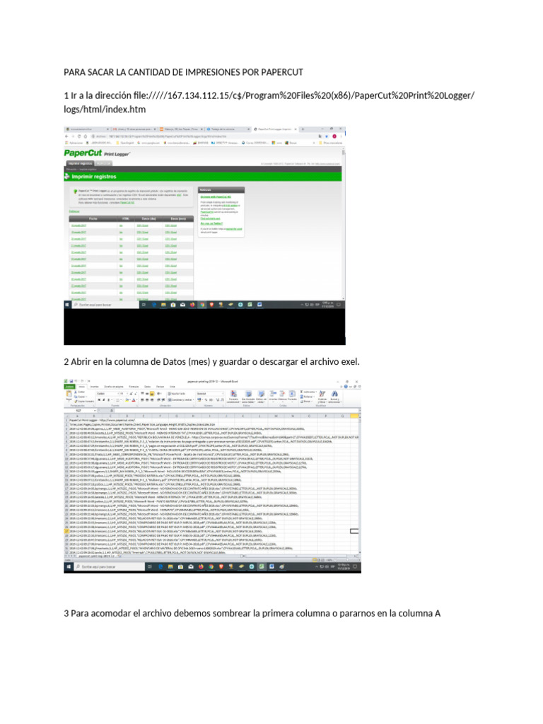 Para Sacar La Cantidad de Impresiones Por Papercut | PDF