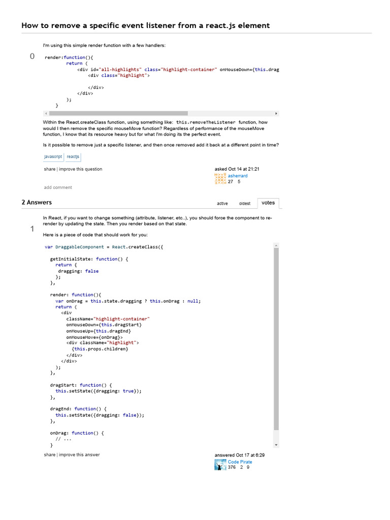 37.javascript - How to remove a specific event listener from a react.js element - Stack Overflow ...