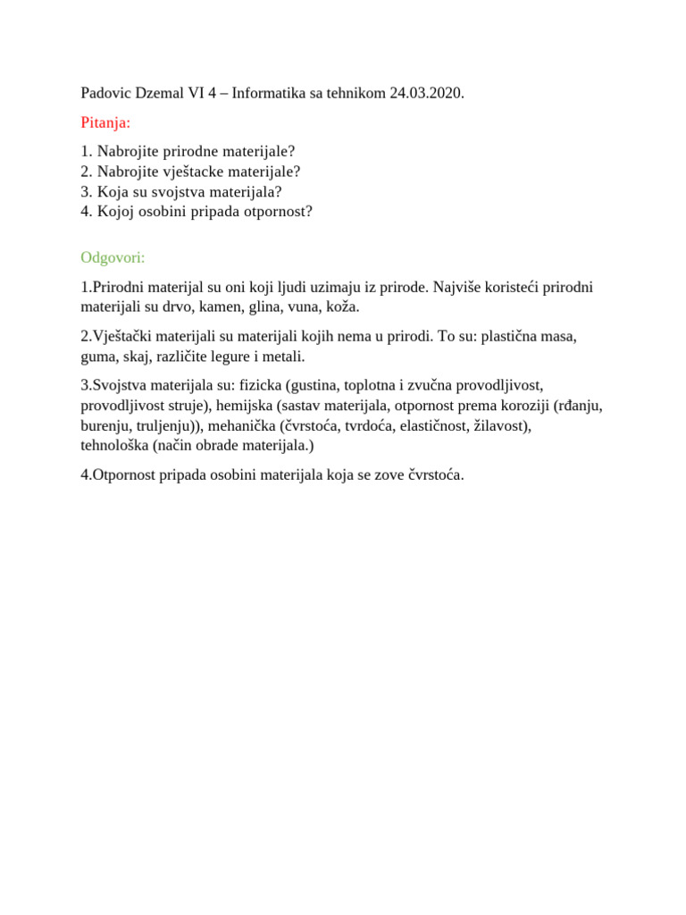 Padovic Dzemal VI 4 Infromatika Sa Tehnikom 24032020 | PDF