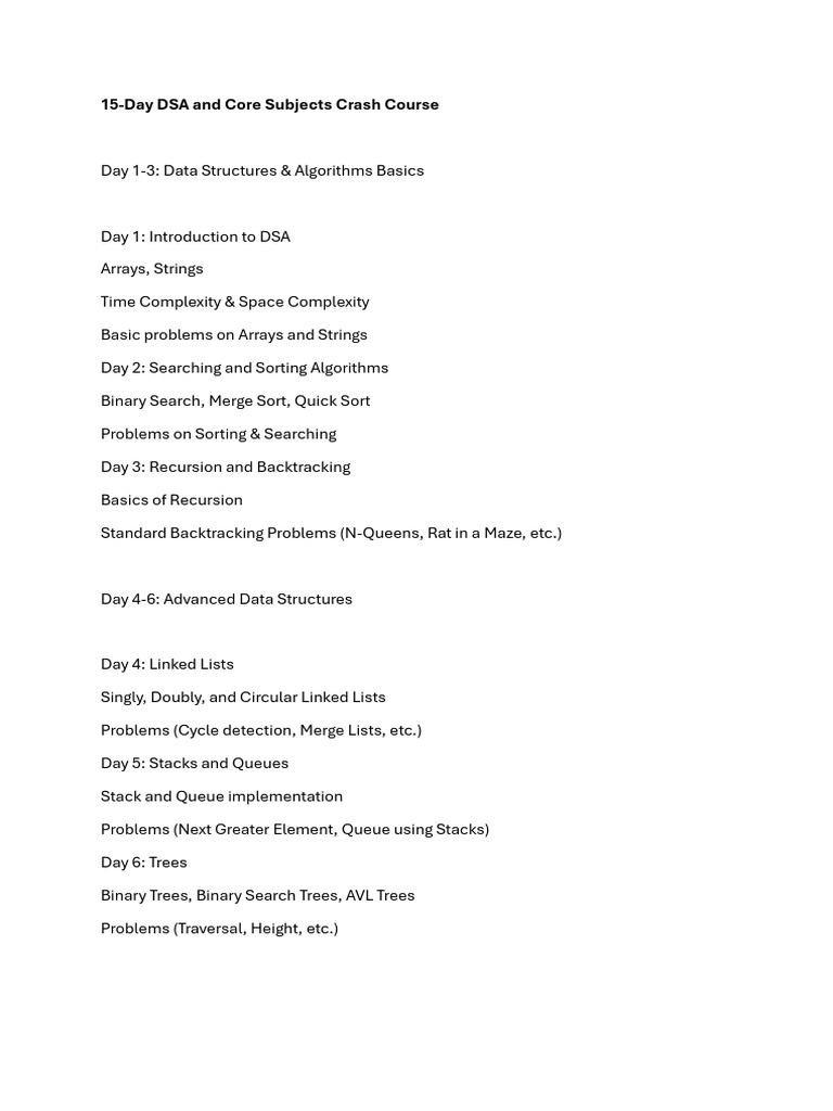 15 - Days DSA Plan | PDF