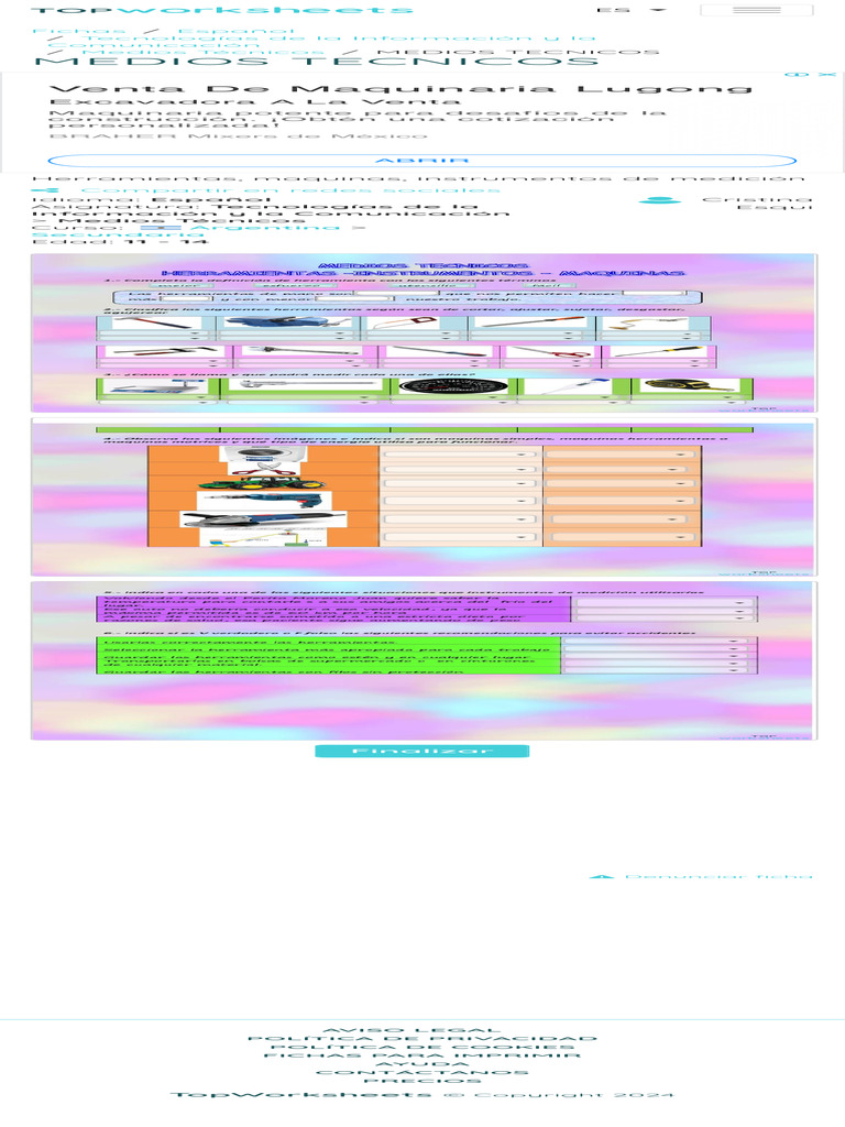 MEDIOS TECNICOS. Ficha Interactiva TopWorksheets | PDF