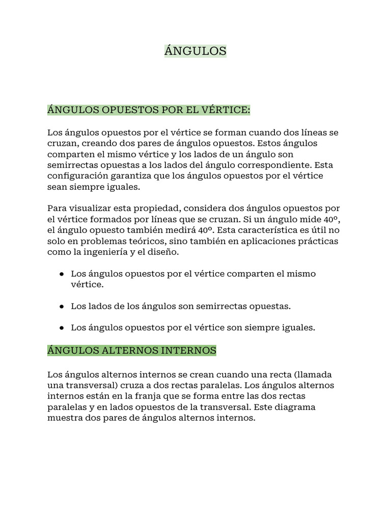 Tipos de Ángulos: Opuestos y Alternos | PDF
