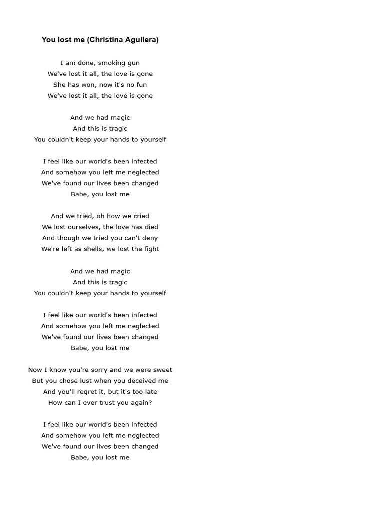 Christina Aguilera's "You Lost Me" Analysis | PDF