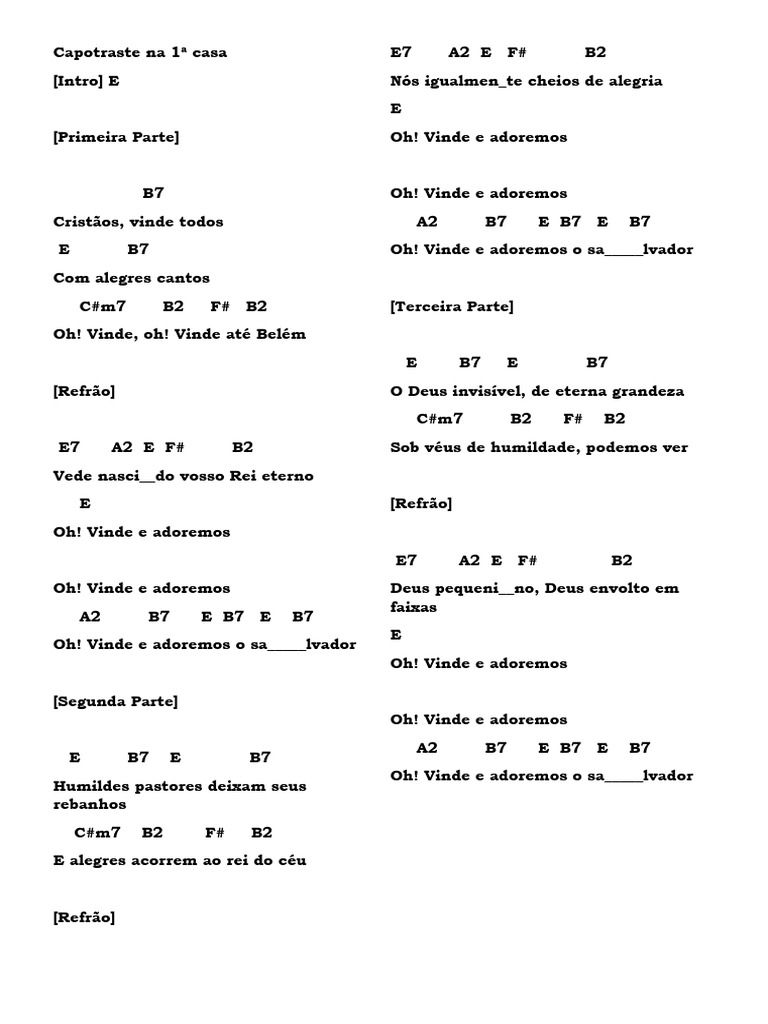 Cristãos Vinde Todos - Cifra | PDF