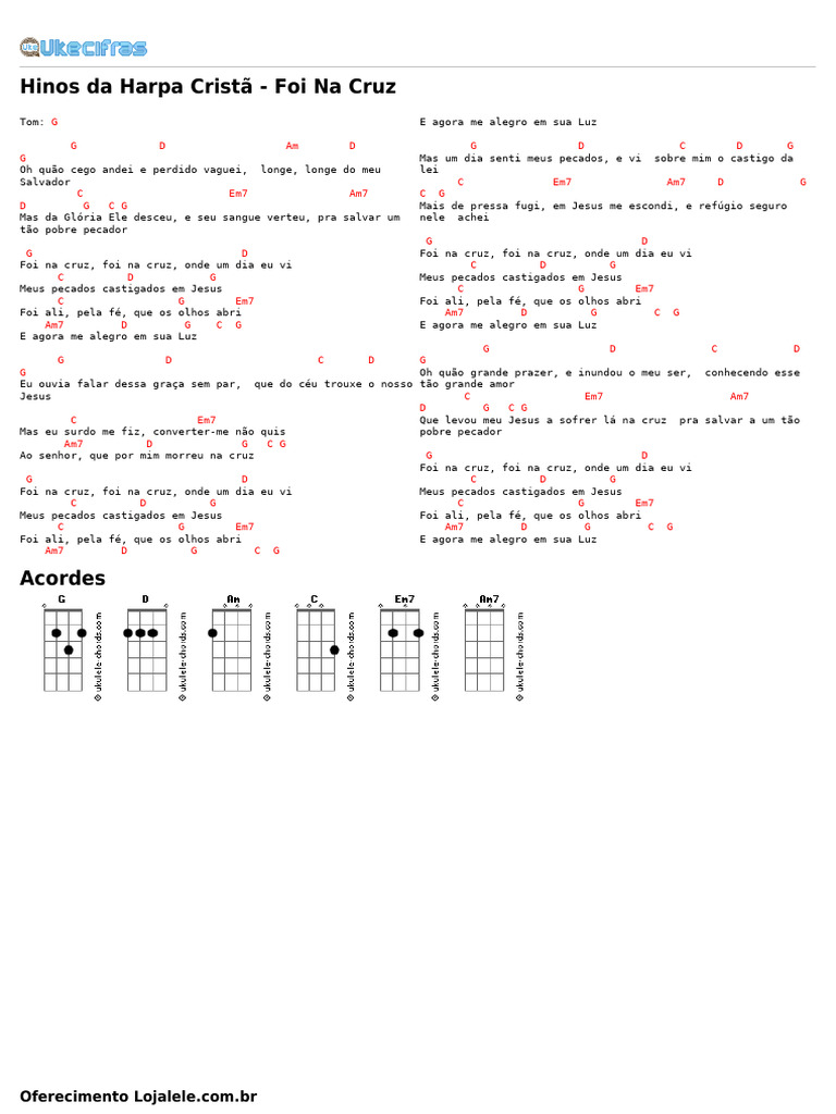Hinos Da Harpa Cristã - Foi Na Cruz (Uke Cifras) | PDF | Pecado | Jesus