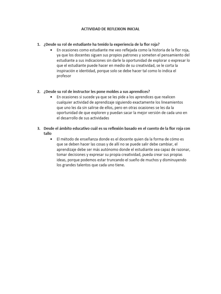 Actividad de Reflexion Inicial | PDF