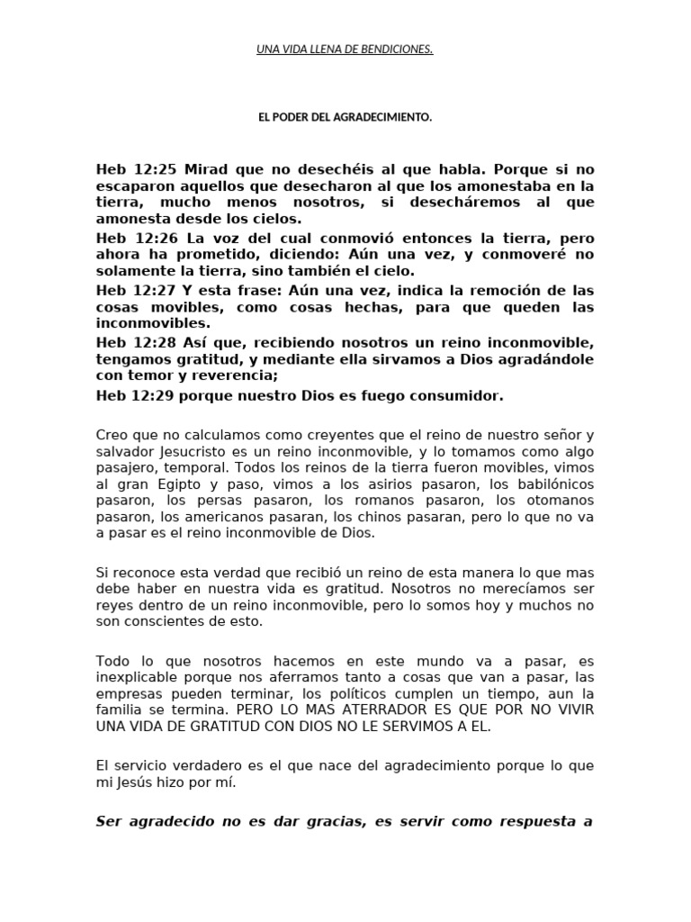Gratitud: Clave para una vida bendecida | PDF | Dios | Creencia ...