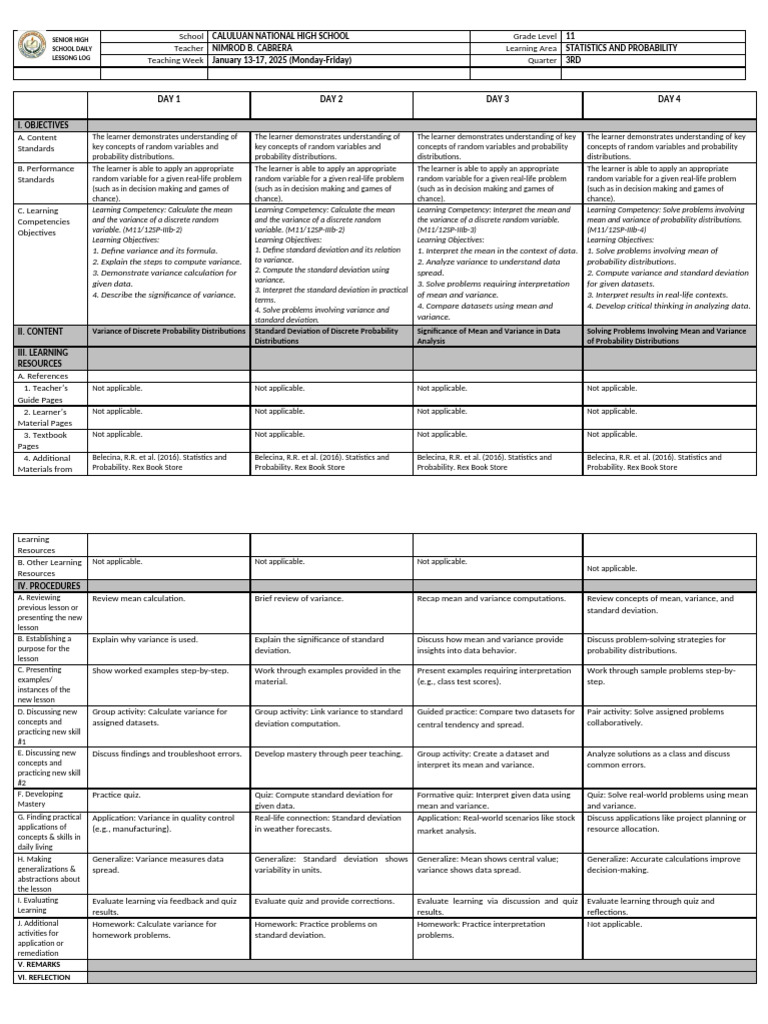 SAP_DLL Week 6 | PDF | Variance | Standard Deviation