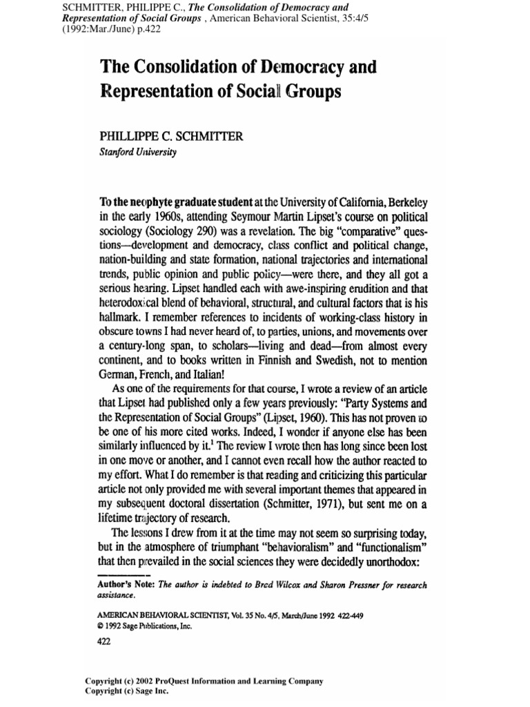 Consolidation of Democracy - Schmitter | PDF