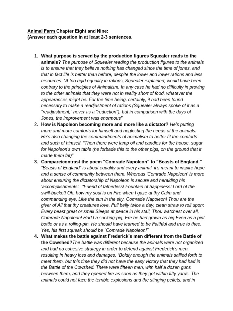 Bella Tankersley - Animal Farm Chapter Eight and Nine | PDF