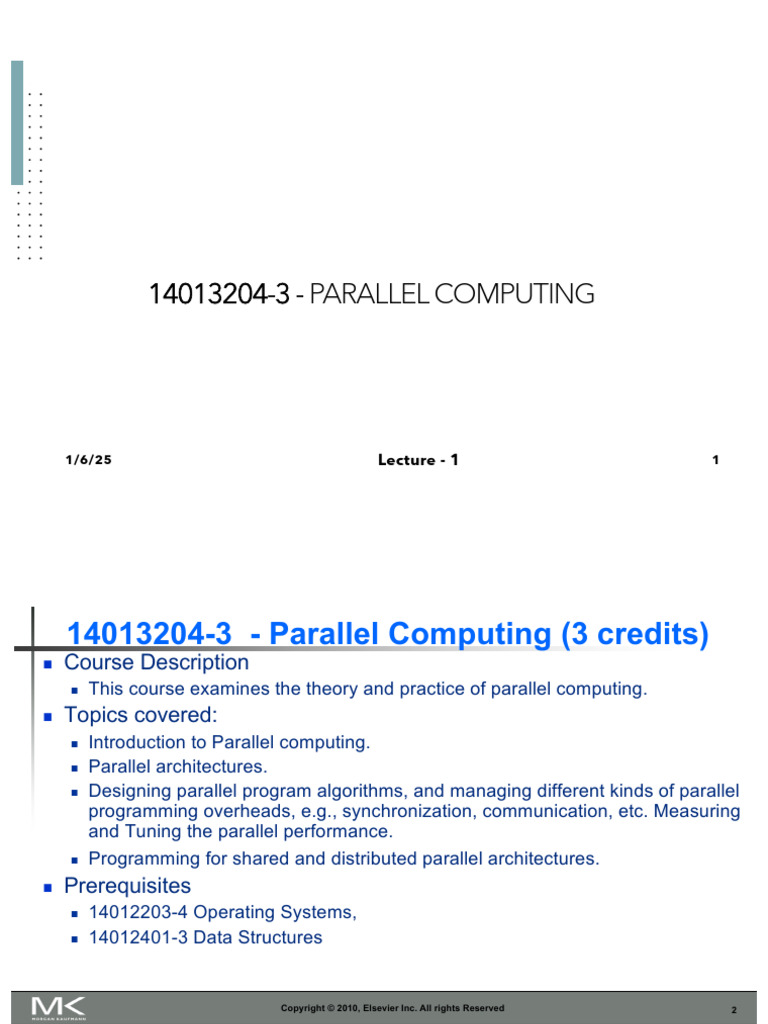 14013204-3 - Parallel Computing - Lecture1 | PDF | Parallel Computing | Central Processing Unit
