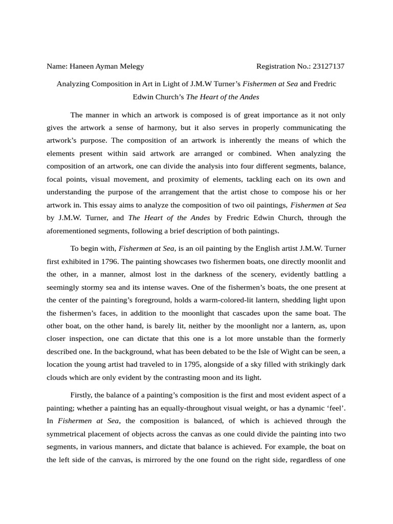 Analyzing Art Composition: Turner & Church | PDF | Paintings ...