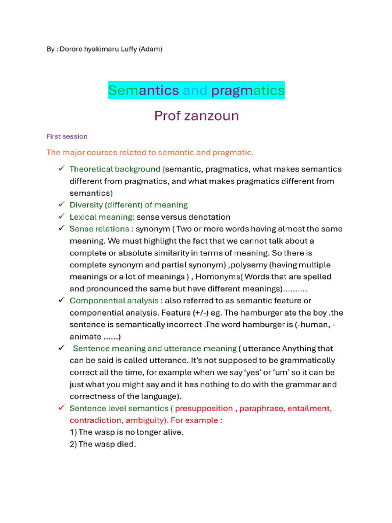 Semantics and pragmatics | PDF