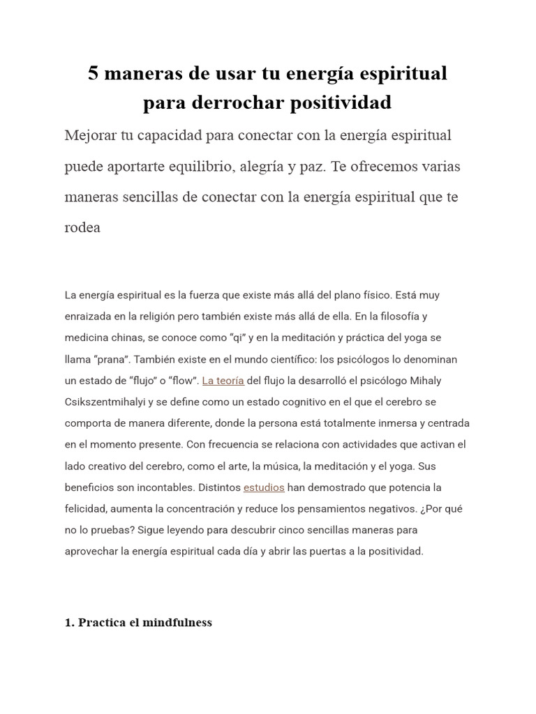 5 maneras de usar tu energía espiritual para derrochar positividad ...