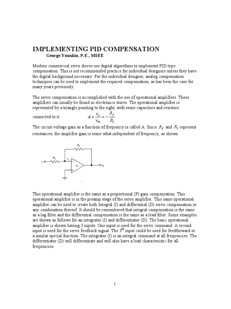 Analog PID Compensation Guide | PDF | Amplifier | Operational Amplifier