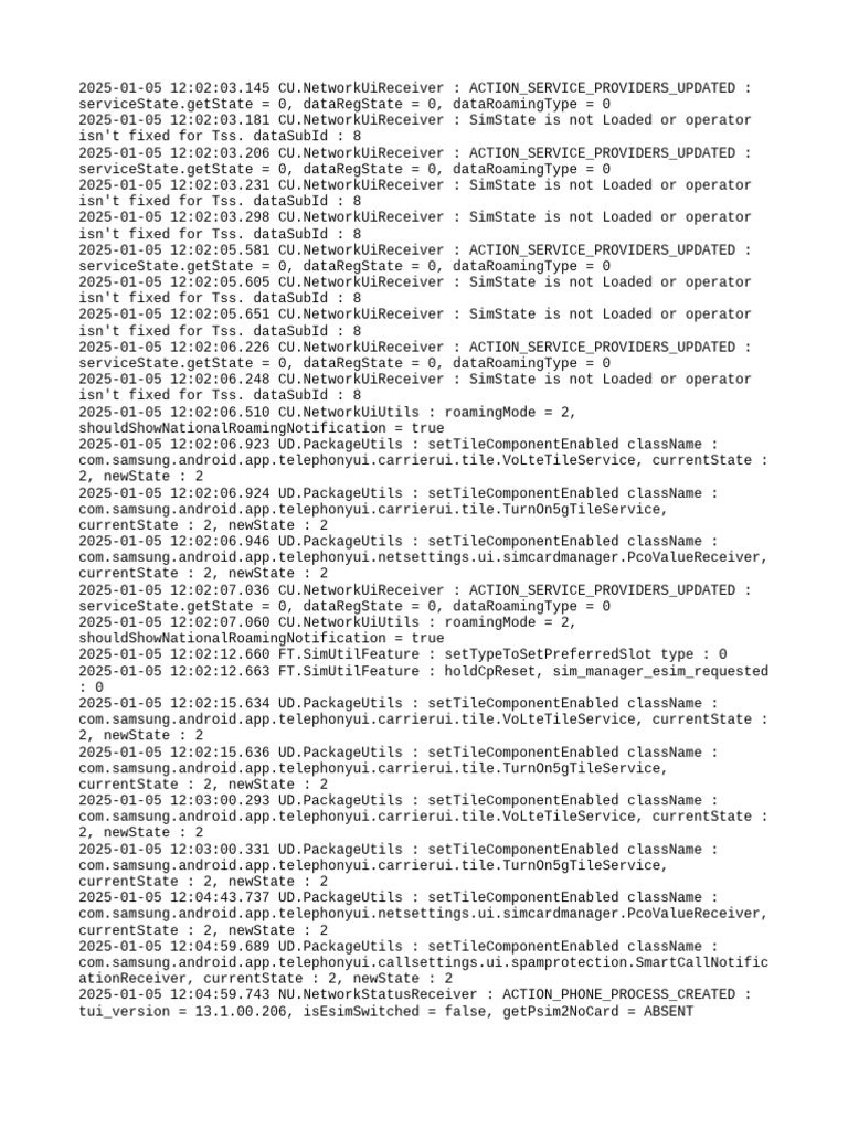 Network Status and SIM State Logs | PDF
