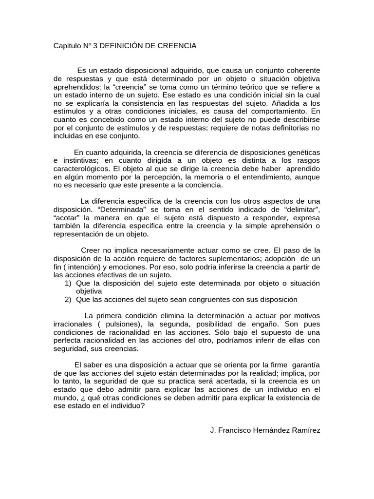 Definición y características de creencias | PDF | Conocimiento ...