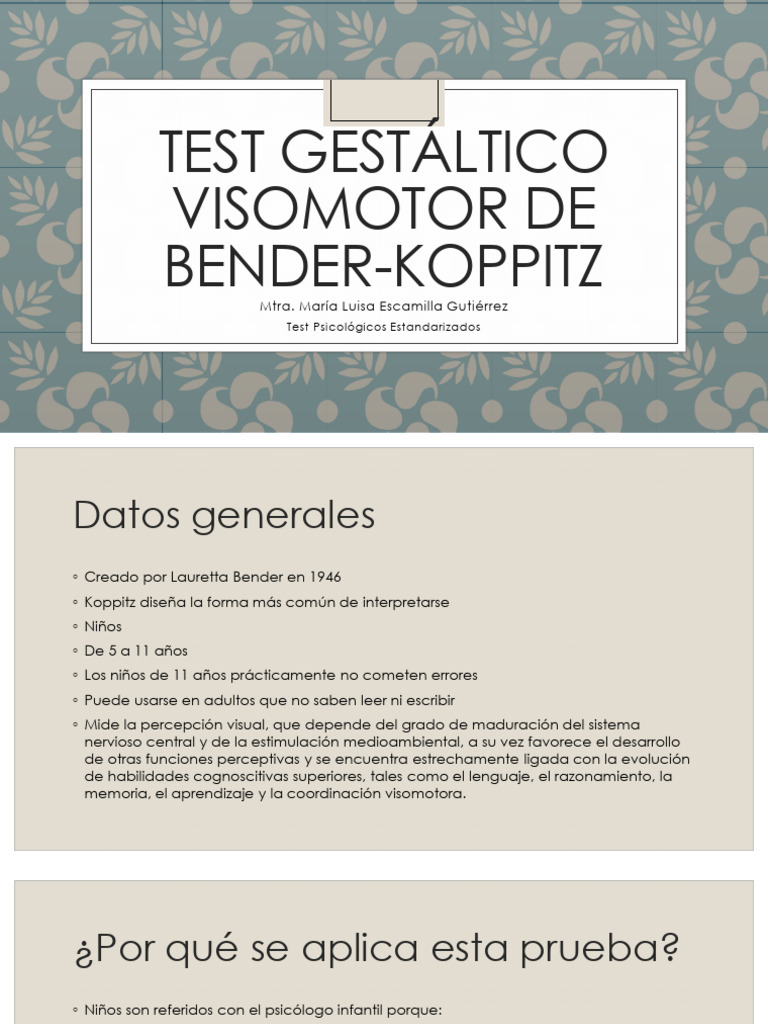 Bender Niños-Adultos | PDF | Percepción | Sicología