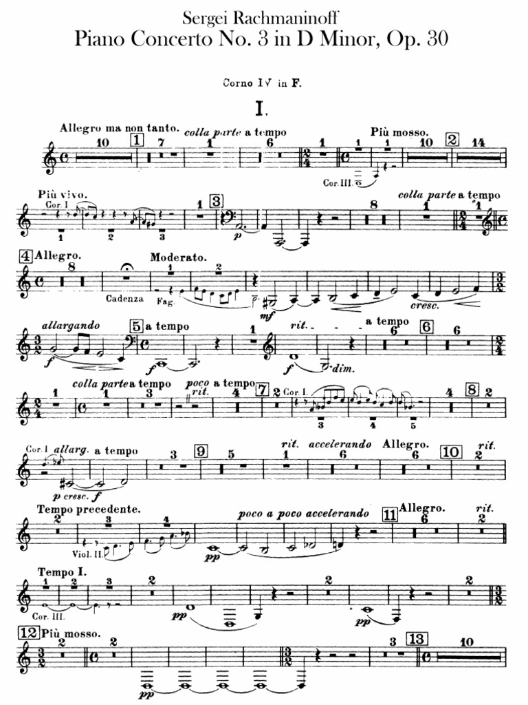 Rachmaninoff - Piano Concerto No. 3, Op. 30 - 05 Horn IV in F | PDF