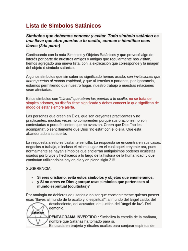 Lista de Simbolos Satanicos 2 | PDF | Satán | satanismo