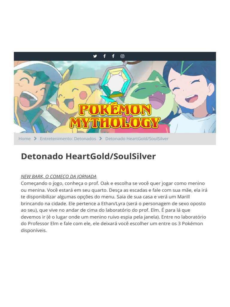 Detonado HeartGold/SoulSilver: Início da Aventura | PDF | Pokémon | Dinheiro