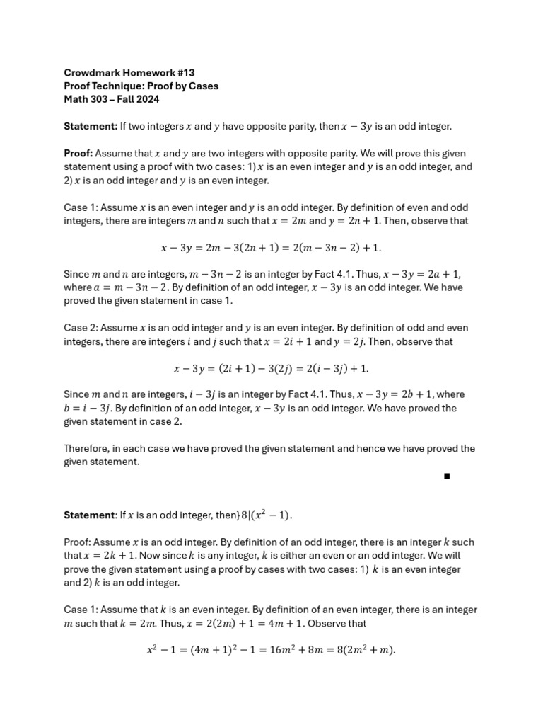 Crowdmark Homework Solutions For 13 Through 30 | PDF | Mathematical Proof | Numbers