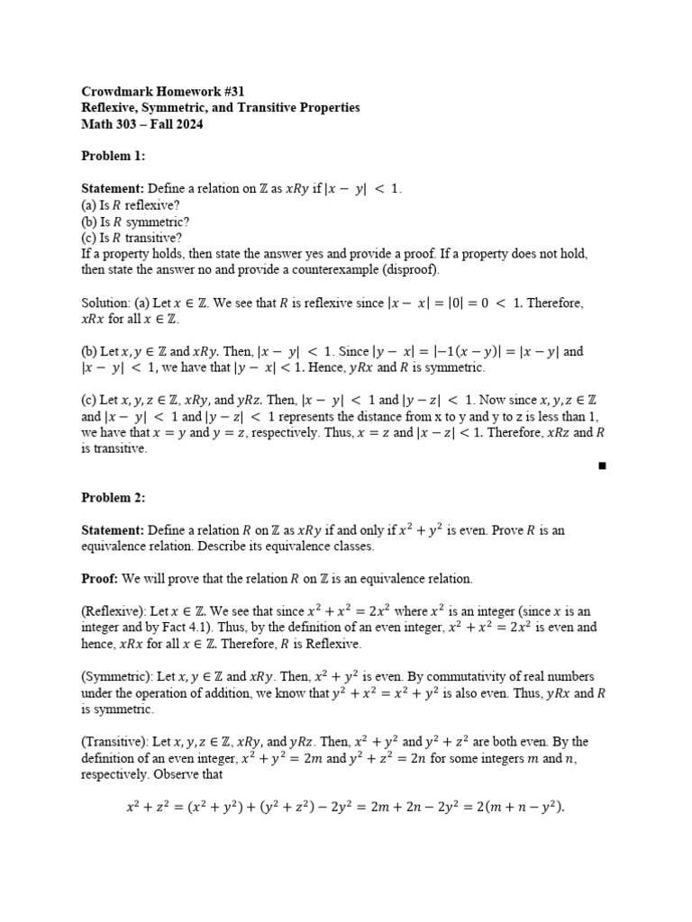 Math 303: Equivalence Relations | PDF | Function (Mathematics) | Integer
