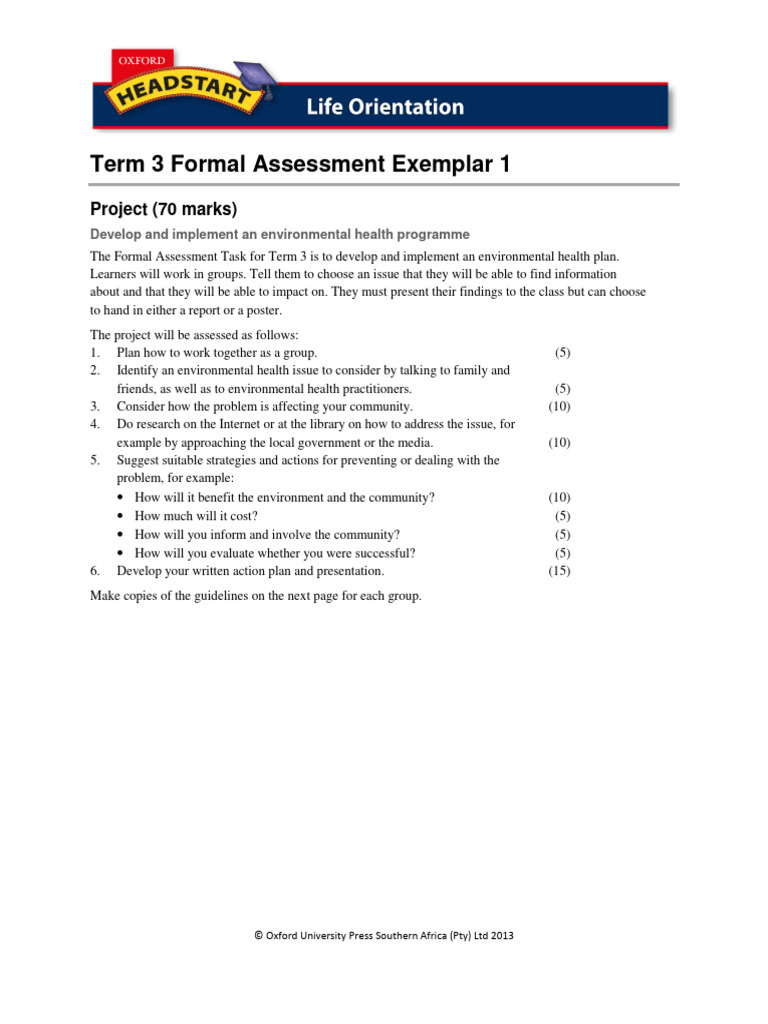 Grade 8 Life Orientation Term 3 | PDF | Rubric (Academic) | Cognition