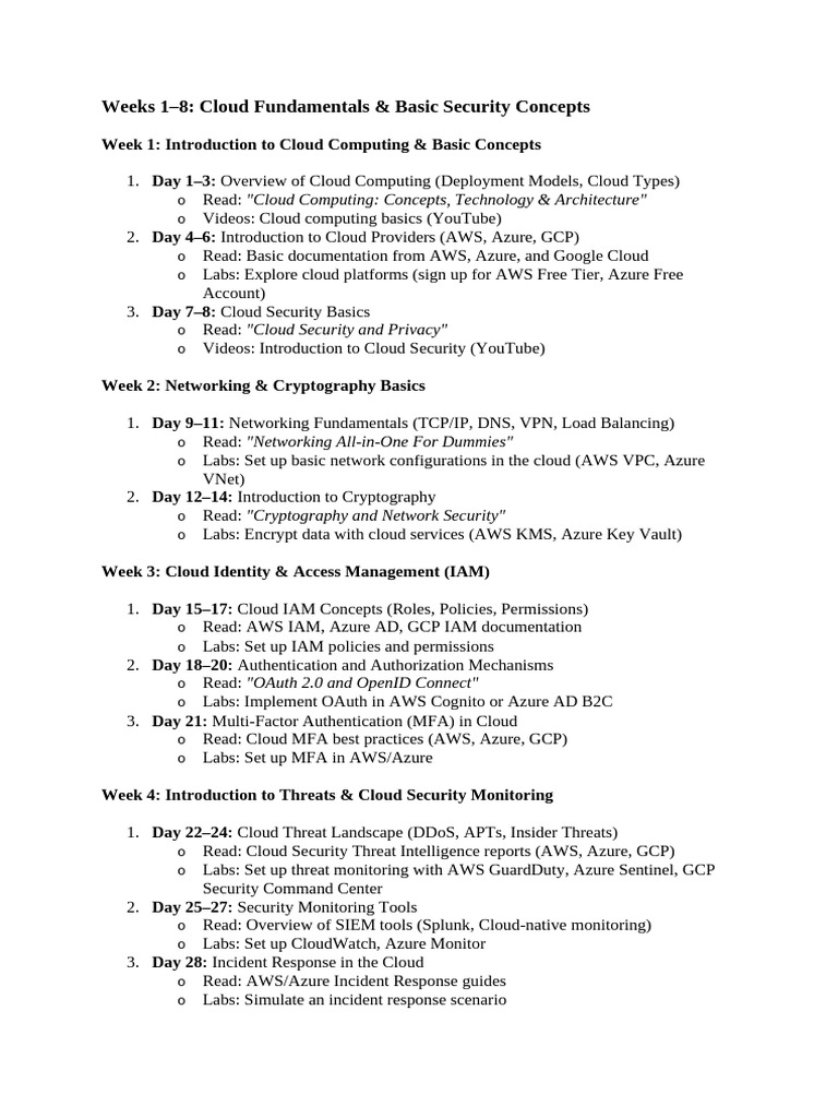 Cloud Security Fundamentals Course Outline | PDF | Cloud Computing | Microsoft Azure