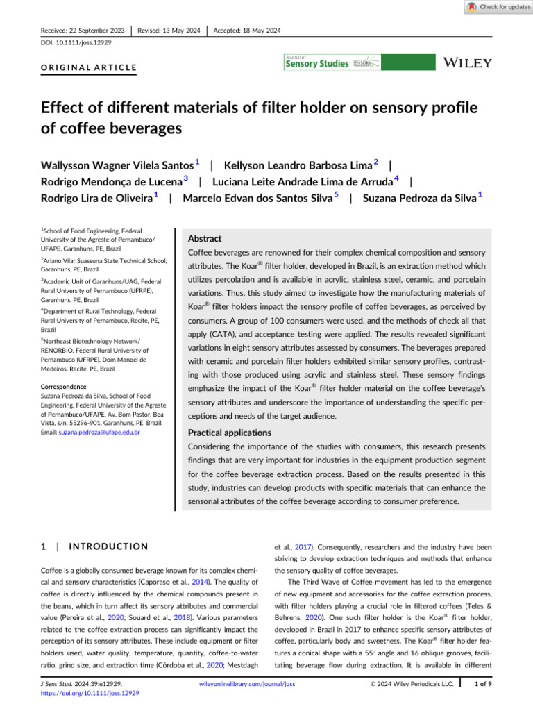2024 - Journal of Sensory Studies - Santos - Effect of Different ...