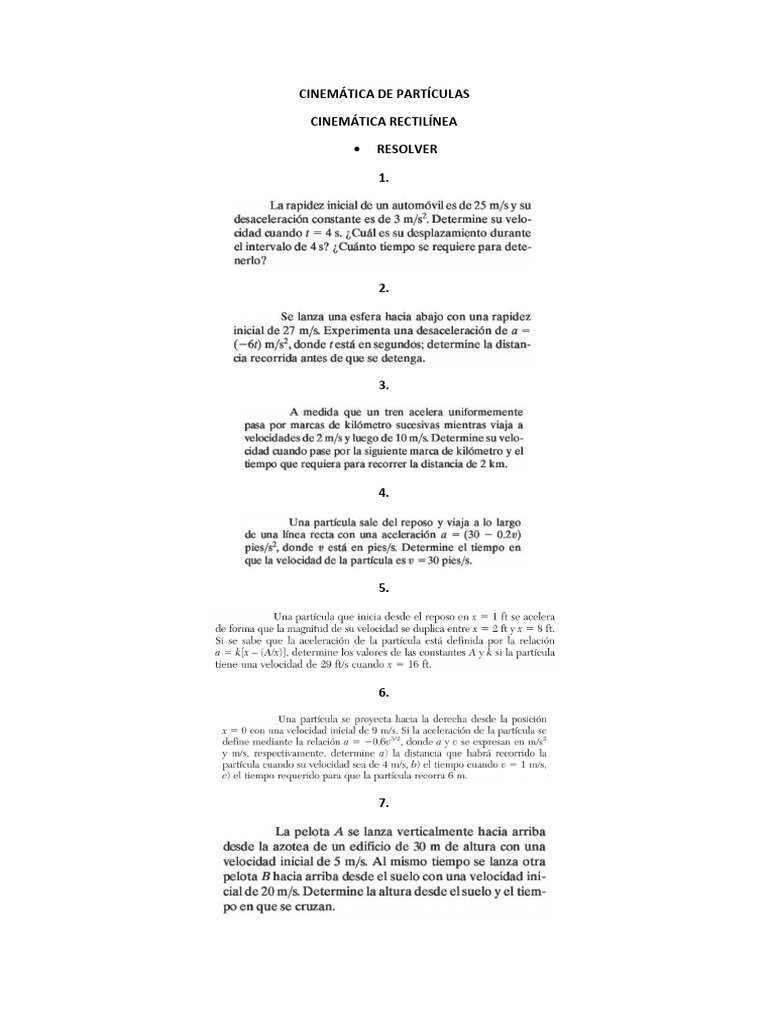 Cinemática de Partículas Tarea 1 | PDF